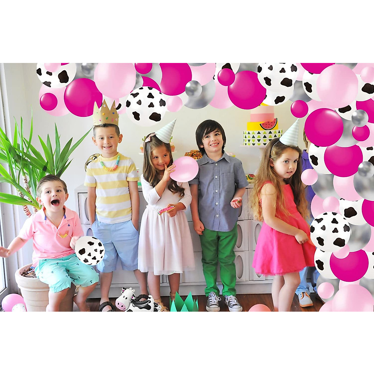 Cow Balloon Garland Arch Kit - 125Pieces Rose Red Light Pink Metallic Silver Balloons for Western Cowgirls Birthday Wedding Last Rodeo Bachelorette Bride Shower to be Party Decorations