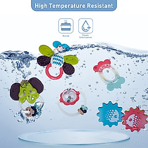 DAMEING Baby Rattle Teething Toys, Infant Sensory Teethers Toy Set, Musical Shaker Grab and Spin Early Educational Newborn Toys for 0 3 6 9 12 Months Babies Boy Girl