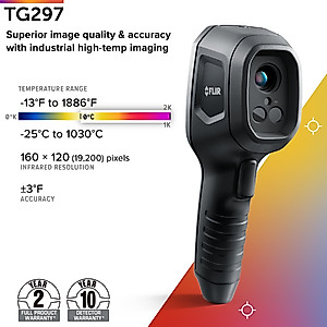 FLIR TG297 Thermal Imaging Camera with Bullseye Laser: Industrial Infrared Camera for High-Temp Applications