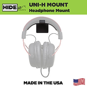 HIDEit Mounts Uni-H Universal Headset Wall Mount - Made in USA, Black Steel Gaming Accessories for Gaming Headsets, Headphones, VR Headsets and More