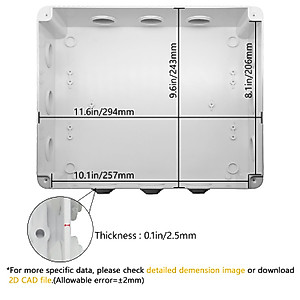 LeMotech ABS Plastic Dustproof Waterproof IP65 Junction Box Universal Electrical Project Enclosure White 11.8 x 9.8 x 4.7 inch (300 x 250 x 120 mm)