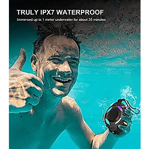 Waterproof Bluetooth Speaker IPX7, Shower Speaker with Multi-Color Light,Floating, Loud HD Stereo Sound, Robust Bass, Portable Speaker with 24H Playtime for Kayak Canoe Beach Trip, Gifts for Men,Women
