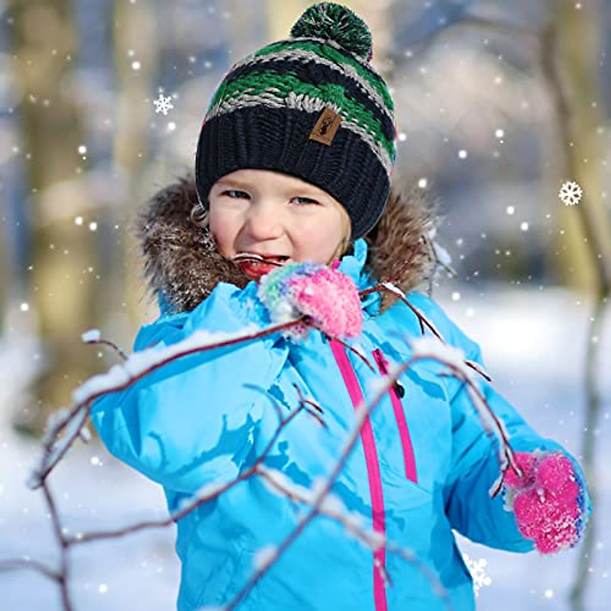 Boys Winter Hat Scarf and Gloves Set for Kids Warm Knitted Hat Mittens and Fleece Neck Warmer Scarf Set for Boys Girls 3pcs