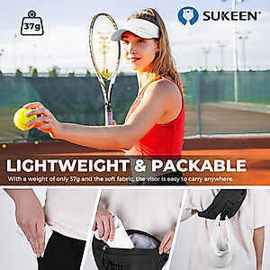 Sukeen Sports Sun Visor Men Women Lightweight Packable Cooling Stretchy Visor Hat for Running, Tennis, Golf White