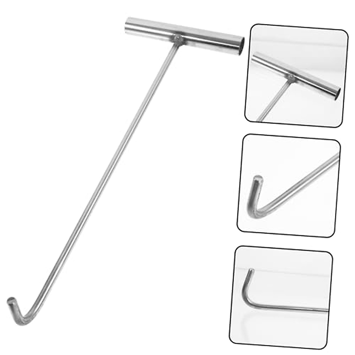Hohopeti Stainless Steel Manhole Lifter Tool Heavy Duty Hook for Lifting and Moving Manhole Covers Storm Drains and Sewer Lids Portable and Household Door Lifter