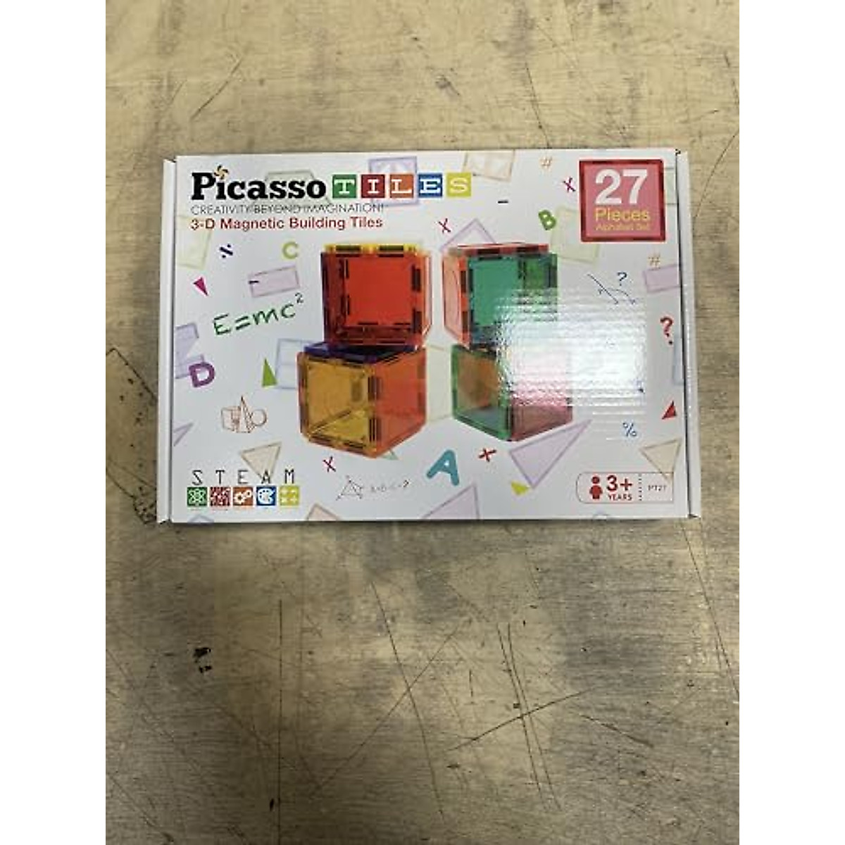 PicassoTiles PT27 Magnetic Building Blocks Alphabet Toy Set Magnet Tiles Construction Toys 3D Clear Color Stacking Block Toy STEM Playboard, Learning by Playing, Creativity Beyond Imagination