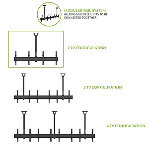 Kanto MBC211T Digital Signage Menu Board Ceiling Mount System with Tilting Arms for 40-Inch to 60-Inch TVs | Precision Leveling for Perfect TV Alignment | 2 TVs | Black