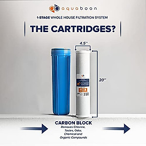 Whole House Water Filter System Housing 20" x 4.5" for Well Water - w/Wrench, Bracket & Pressure Gauge & Release Button(1" Port) and Carbon Block Water Filter - Compatible With Pentek 150234, BBFS-22