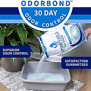 Litter Pearls Tracksless Unscented Non-Clumping Crystal Cat Litter with Odorbond, 7 lb, White, Clear and Blue Crystals