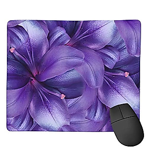 7 x 9 in Mouse Pad Purple Lily Flowers Print Gaming Mouse Mat Anti-Slip Rubber Mousepad for Home Office