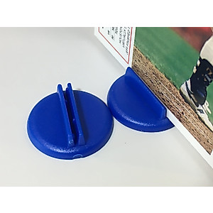 Baseball Card Stand Holder for Trading Cards, Place Cards, Business Cards, Football Cards, Basketball Cards, Hockey Cards, and Board Game Cards: Display 30 Cards with Blue Round Card Stands