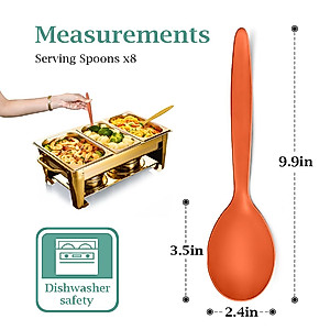 Raypard 8 Pack 10" Large Reusable Plastic Wheat Straw Serving Spoons Set, Kitchen Serving Utensils Mixing Spoons for Party Chafing Dish Buffet Catering (Orange/Blue/Yellow/Green)