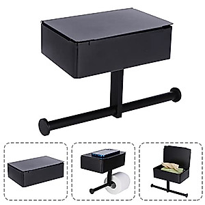 Pilarmuture Holder Wall Mount Organizer,Stainless Steel Double Size Holder with Shelf,Bathroom Holder with Storage,Roll Toilet Holder (Type A)