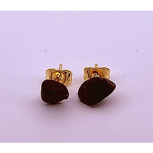 Natural Black Onyx Gold Stud Earrings NBOGSE2