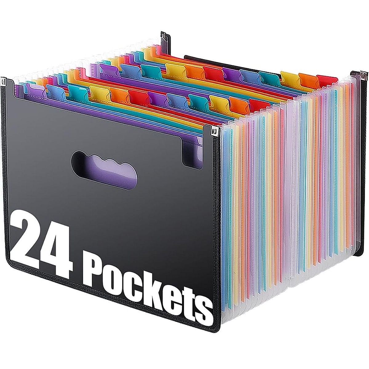 TriMagic Accordian File Folder Organizer, Alphabetical Expanding Filing Folders, A-Z Expandable Accordion File Box with 24 Pockets for Paperwork Paper Keeper Invoice Receipt Bill Document