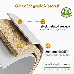 RoyalCraft Tall Nightstand Set of 2, Side Table with 2 Drawers and Open Shelf, Bedside Table with Solid Feet, Modern Night Stand End Table for Bedroom, Home Office, White