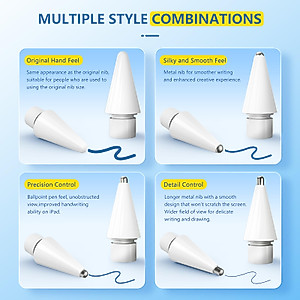 8 Pack Replacement Tips for Apple Pencil 1st and 2nd Generation, Accessories Compatible with iPad Pro Pencil Nibs