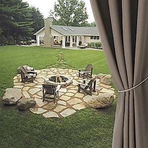 LORDTEX Linen Look Indoor/Outdoor Curtains, 105 x 120 Inch, Chocolate, Set of 2 Panels Waterproof, Privacy, Sun Blocking Textured Grommet Curtains for Patio, Pergola, Porch, Deck, Lanai, Cabana