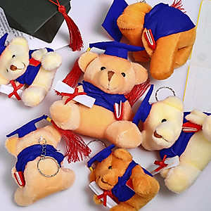 Sumind 6 Pieces Graduation Bears Class of 2025 Graduation Plush Bears Bulk Stuffed Animal Bears with Cap for Kindergarten Primary School College High School Party Favors(Black)