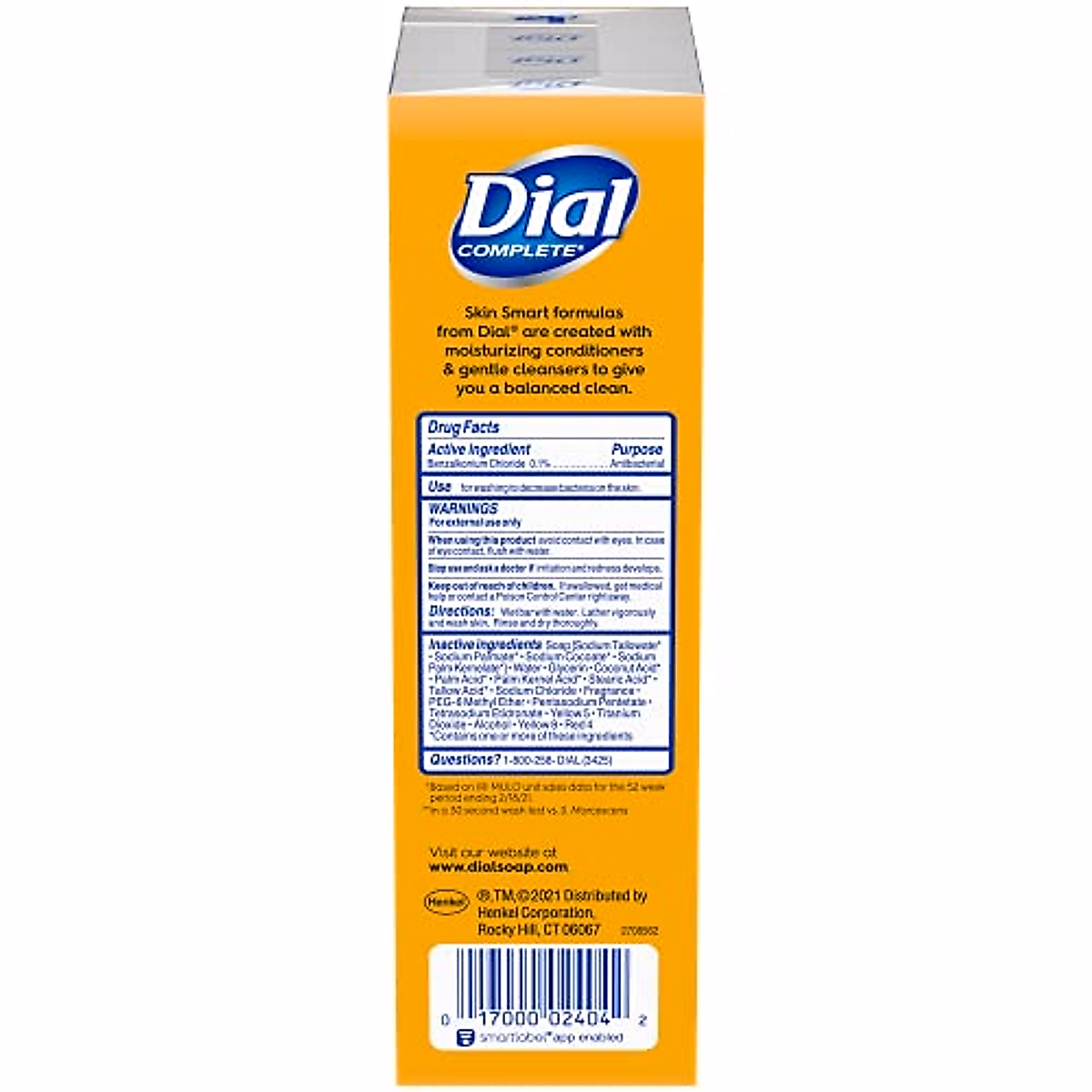 Dial Antibacterial Deodorant Bar Soap, Advanced Clean, Gold, 4 Oz, 32 Bars