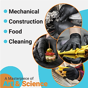ASAP Thick Nitrile Gloves - 6 Mil Powder Free Latex Free Black Nitrile Gloves - Disposable, Food Safe, Multipurpose Gloves