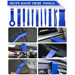 Poraxy 19Pcs Trim Removal Tool, Car Panel Door Audio Dashboard Trim Removal Tool Kit, Auto Clip Pliers Fastener Remover Set, Plastic Pry Tool, Automotive Upholstery Removal Kit