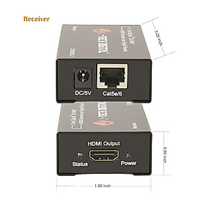 J-Tech Digital HDMI Extender by Single Cat 5E/6/7 Full Hd 1080P, EDID Copy, Dolby Digital/DTS with HDMI 2.0 Cable 3ft- 2 pack