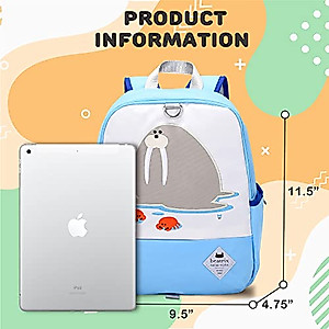 Beatrix New York - Toddler & Kids 11.5" Backpack Bag with Removable Leash for Girls & Boys (WALRUS), Ideal for Preschool & Kindergarten Back to School