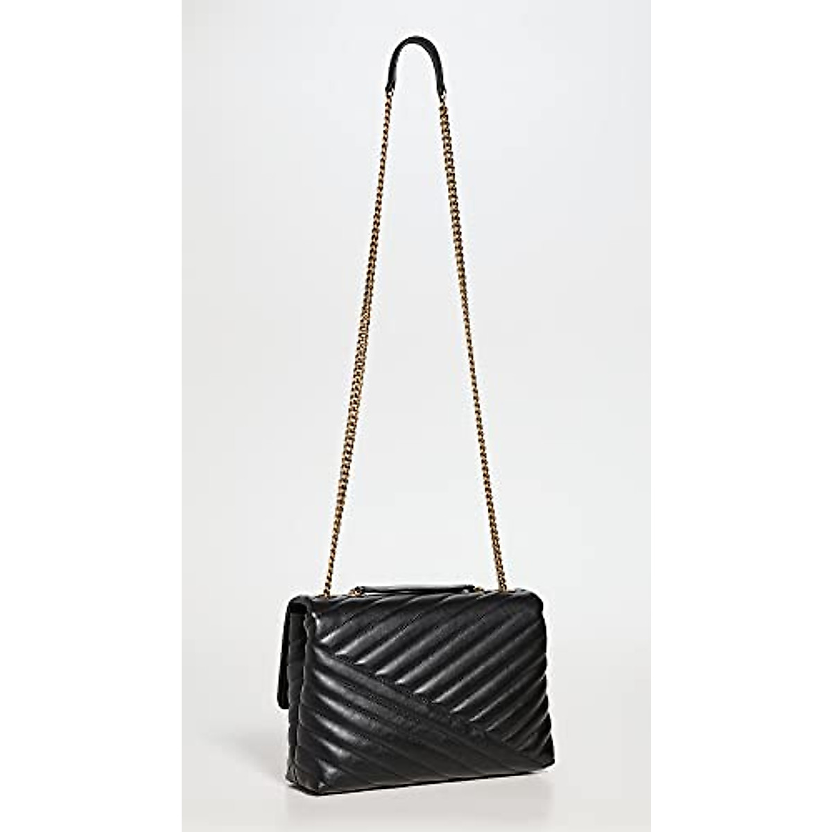 Tory Burch Women's Kira Chevron Convertible Shoulder Bag, Black, One Size