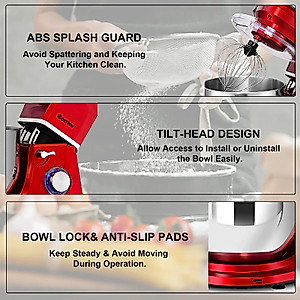ARLIME Professional Stand Mixer, 7.5QT 660W Tilt-Head Food Mixer, Multifunctional Kitchen Electric Food Dough Mixer 6 Speed W/Dough Hook, Whisk, Beater & Splash Guard (Red)