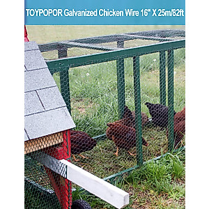 16in x 82ft Chicken Wire, TOYPOPOR 40cm x 25m Poultry Wire Netting Hexagonal Galvanized Mesh Garden Fence Barrier for Pet Rabbit Chicken Fencing (16In x 82FT)