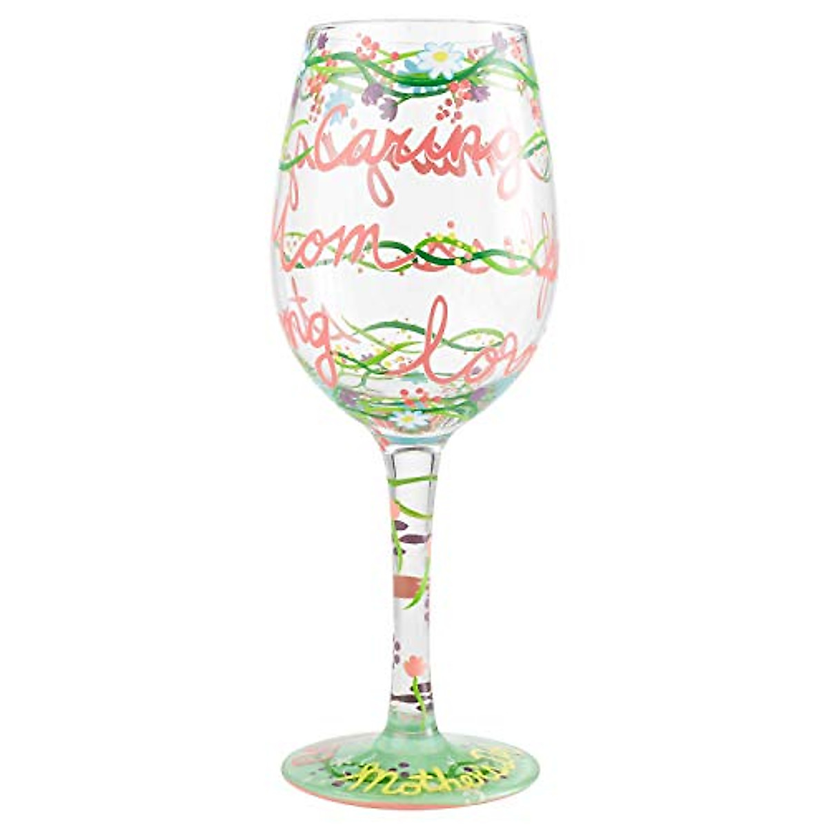 Enesco Designs by Lolita Mom Everyday Hand-Painted Artisan Wine Glass, 1 Count (Pack of 1), Multicolor