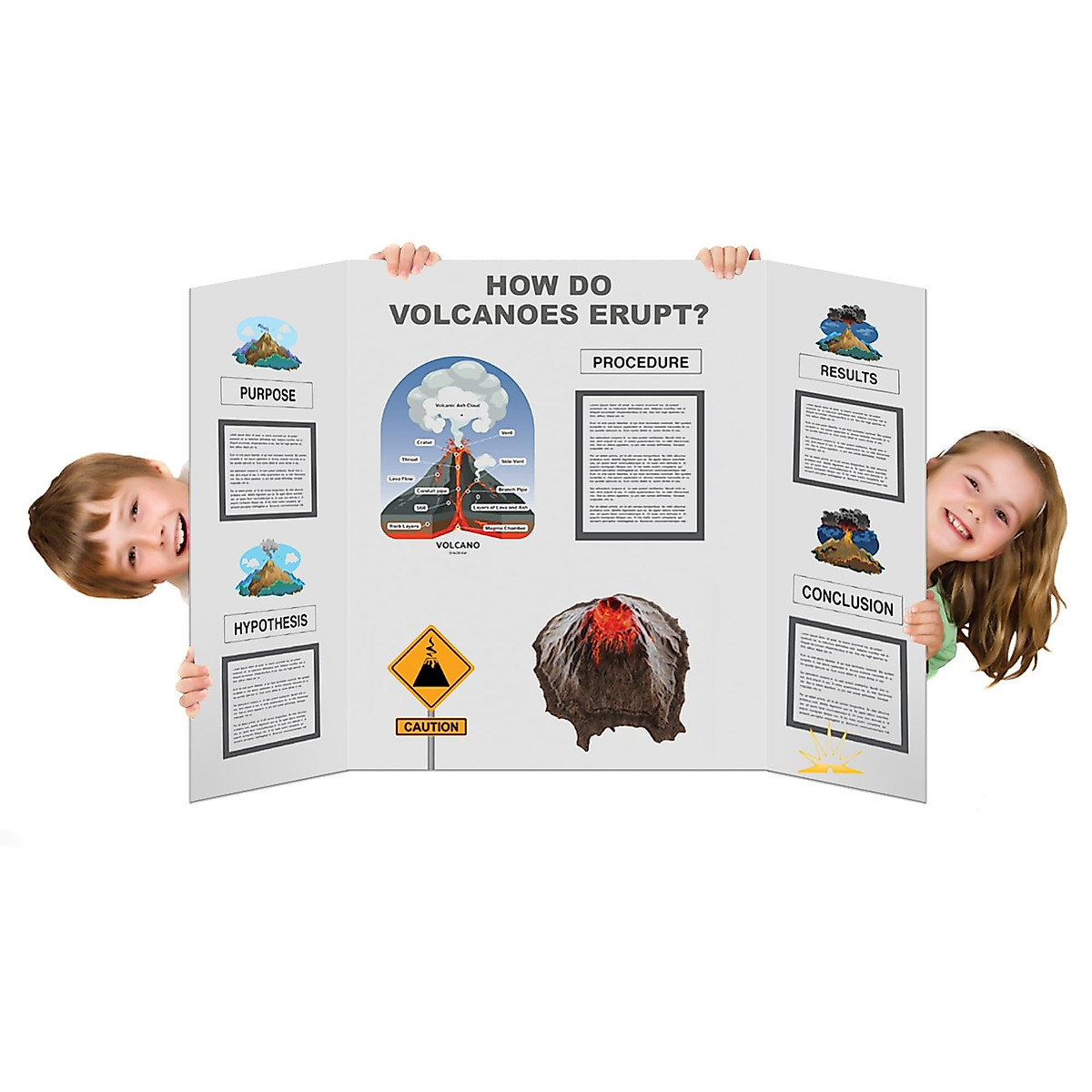 Rsgift 4 Pcs Small Tri-fold Poster Boards with Double Sided Tapes and Cardboard,21.2x13.8 inches,Corrugated Presentation Boards, Display Boards for School Project,Exhibitions,Business Presentation