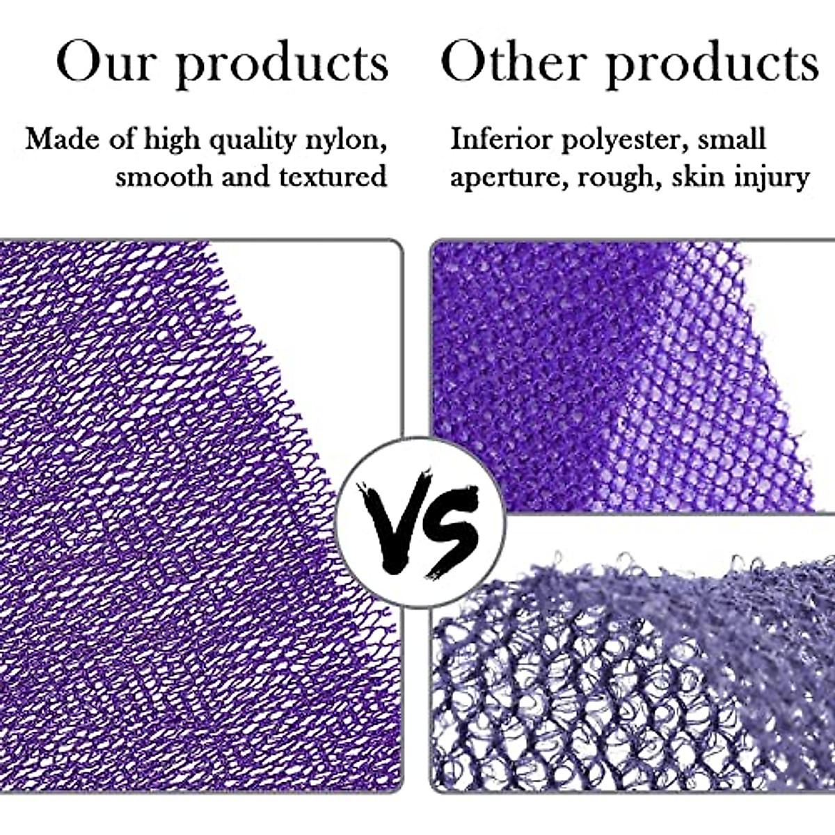 2 Pieces African Net Sponge Exfoliating Net African Body Scrubber Bath Rag Washcloth Towel Shower Body Back Scrubber Skin Smoother for Daily Use or Stocking Stuffer (Purple, Rose Pink)