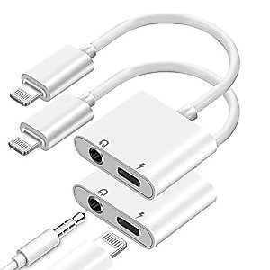 [Apple MFi Certified] iPhone Headphone Adapter, 2 Pack 2 in 1 Lightning to 3.5mm Aux Audio and Charge Jack Adapter Splitter Dongle for iPhone 14 13 12 11 Pro Max XS XR X 8 7 6 iPad, Support iOS 16
