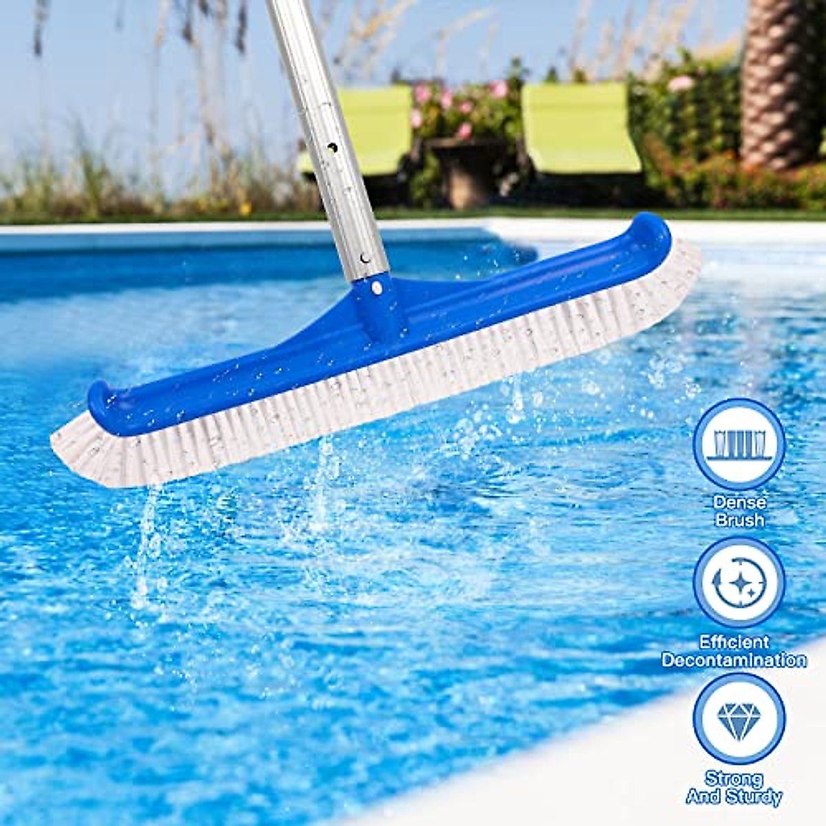 TidyMister Pool Brushes for Cleaning Pool Walls Strong Pool Brush Head for Inground & Above Ground Pools 90 Degrees 17.5'' Pool Scrub Brush for Corners, Curves,Steps,Ladders,Professional Pool Cleaner