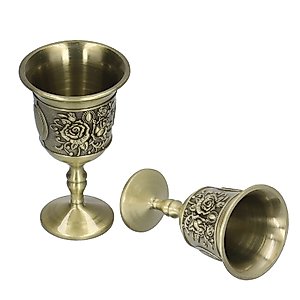 Jopwkuin Metal Drinking Glasses, Antique Goblet Wine Glass Luxury Small Wine Glass European Style Old Wine Glass for Weddings Home Decor Cup for Home Party Dinner Bar
