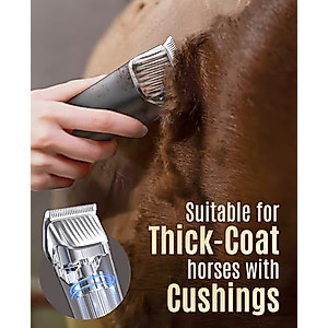 oneisall Horse Clippers,Low Noise Horse Trimmer Shaver Kit for Matted Long Hair,2 Speed Cordless Grooming Clippers for Horse