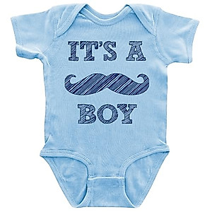 Apericots Cute Baby Short Sleeve Bodysuit, 100% Cotton: It's A Boy with Mustache Gender Reveal (0-18 months)