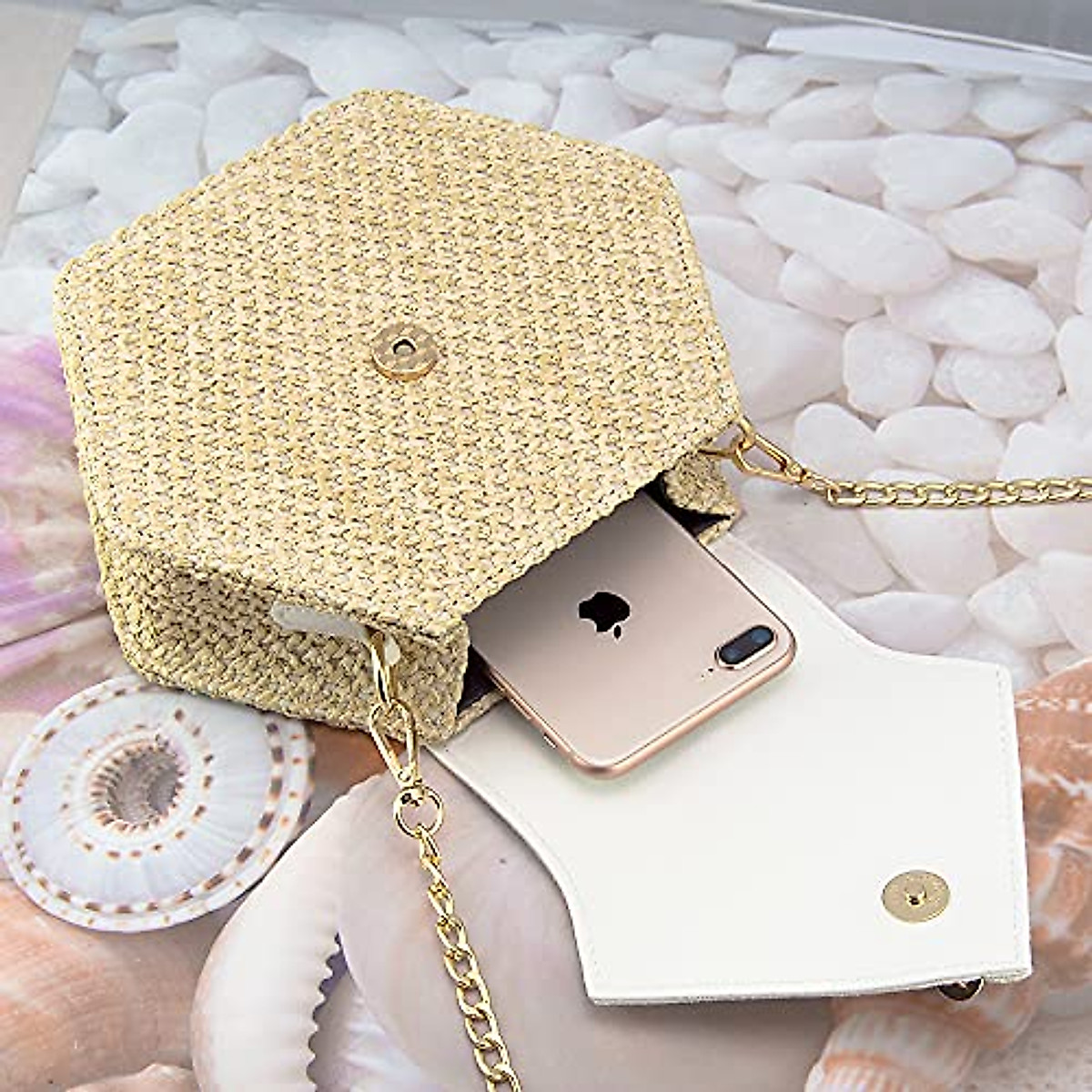 Bausweety Women's Crossbody Bag Cute Straw Shoulder Bag