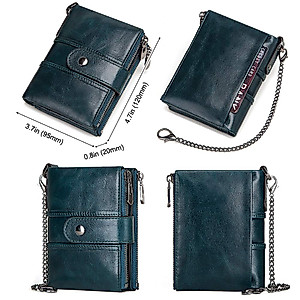 HARPIMER Womens Purse Leather Wallet RFID Blocking Ladies Purses with with Coin Pocket 16 Card Holder (Blue)