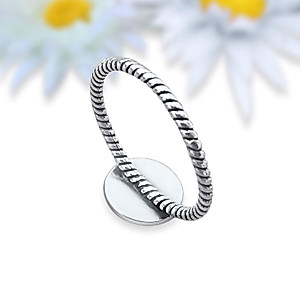 Blue Apple Co. Compass Band Ring Oxidized Design Cable Braided Band 925 Sterling Silver, Size-8