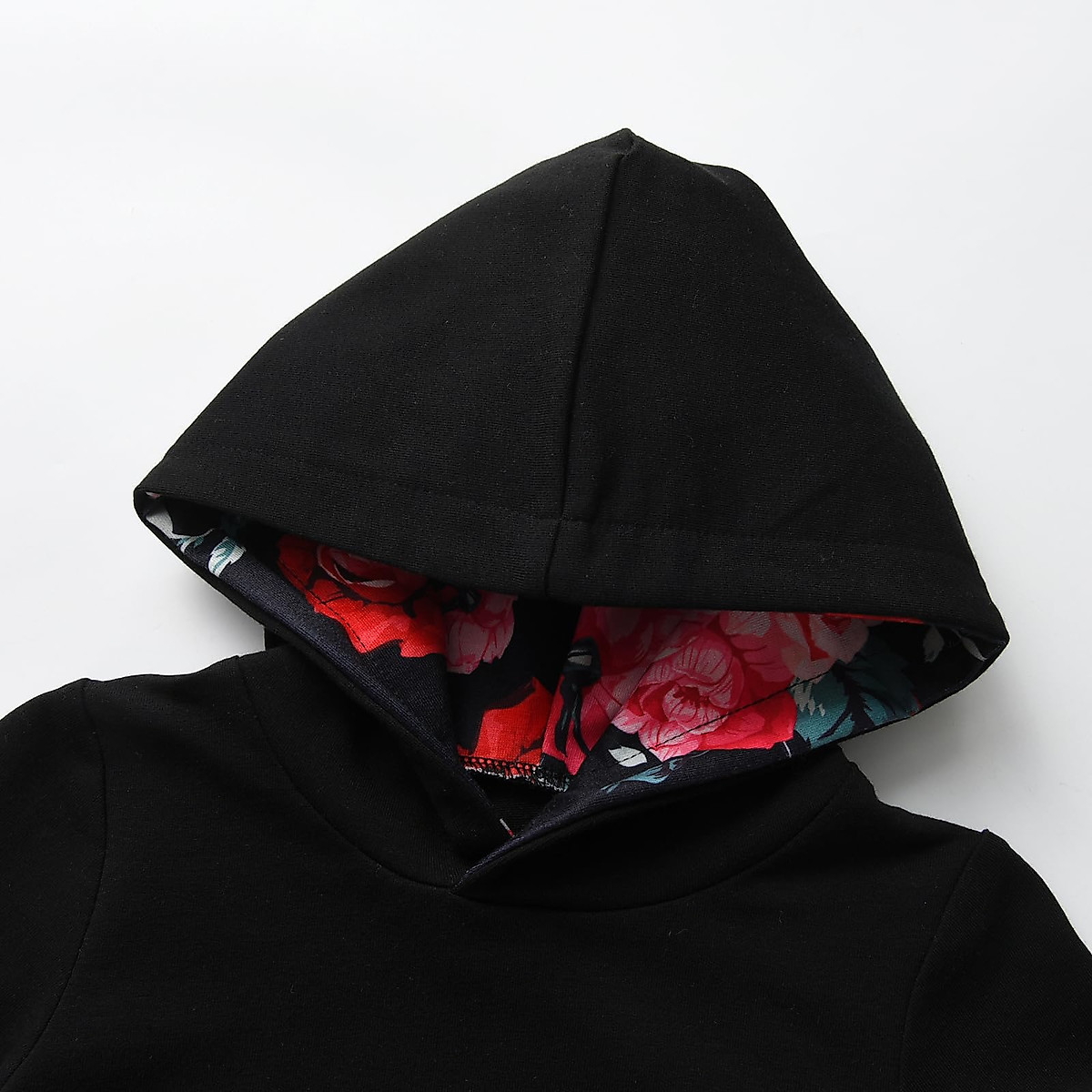 Derouetkia Infant Toddler Baby Girl Clothes Long Sleeve Floral Hoodie Sweatshirt Tops Pants and Headband Outfit Set (6-9 Months)