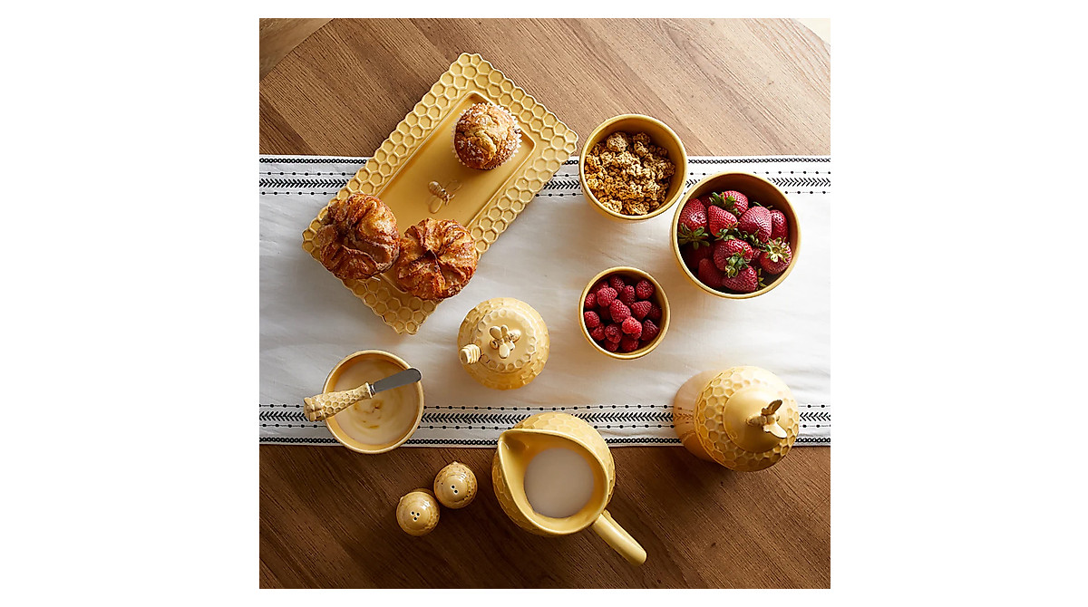 Boston International Honey Pot & Dipper Set - Honeycomb Style