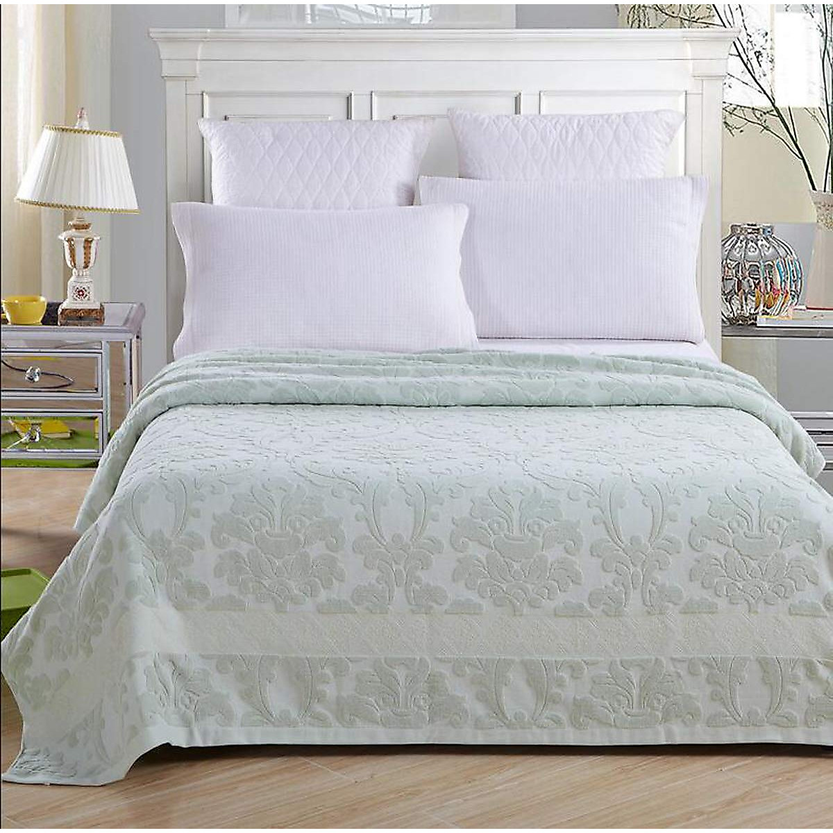 Summer Duvet Towel Blanket, 180 * 220 cm Lightweight Cooling Breathable Towel Quilt Summer Blanket Air Conditioning Blanket 100% Cotton Terry Cloth,Green