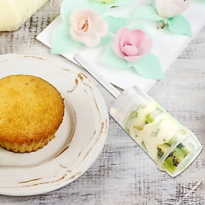 Angoily 30pcs Round Push-Up Cake Shooter Plastic Clear Cake Holder Push Pops Cake Container with Lid DIY Cake Holder Cup for Home Store for Ice Cream, Cake, Dessert