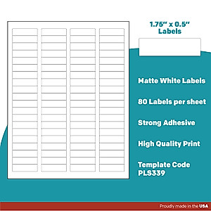 Premium Label Supply White Sticker Return Address Labels – 1.75” x .5" – Laser/Inkjet Compatible – (80 Labels/Sheet), 25 Sheets – 2000 Total Adhesive Labels