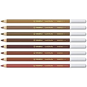 STABILO Chalk-Pastel Pencil CarbOthello - Pack of 8 - Brown Tones