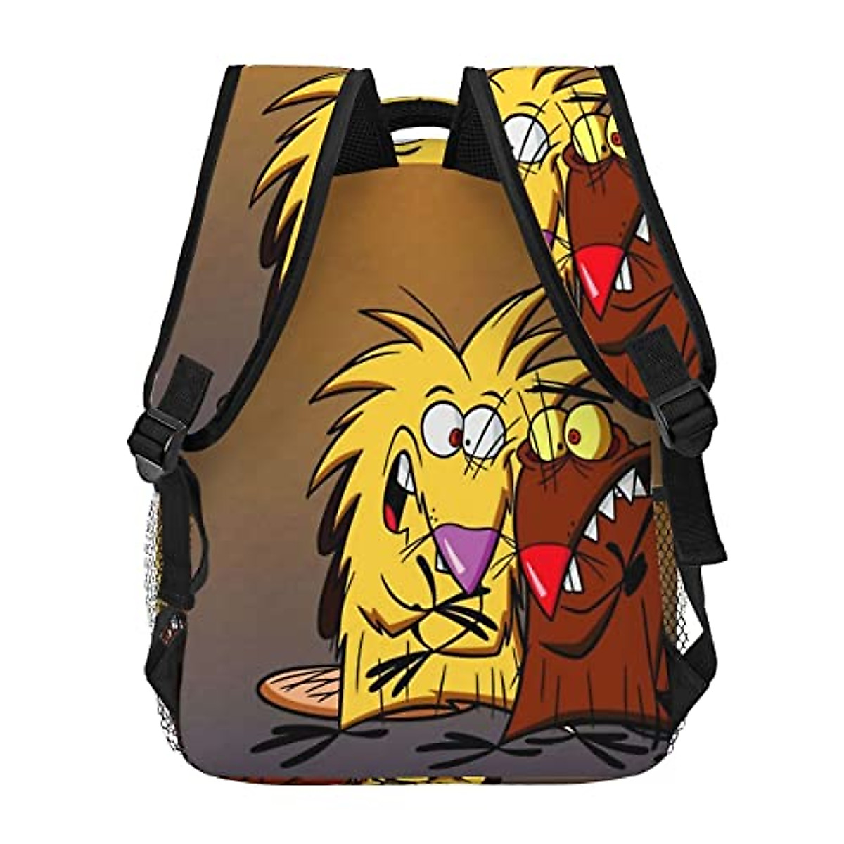 Pobecan Angry Anime Beavers Backpack Funny Laptop Back Pack Book Bag Hiking Outgoing Daypack For Women Mens