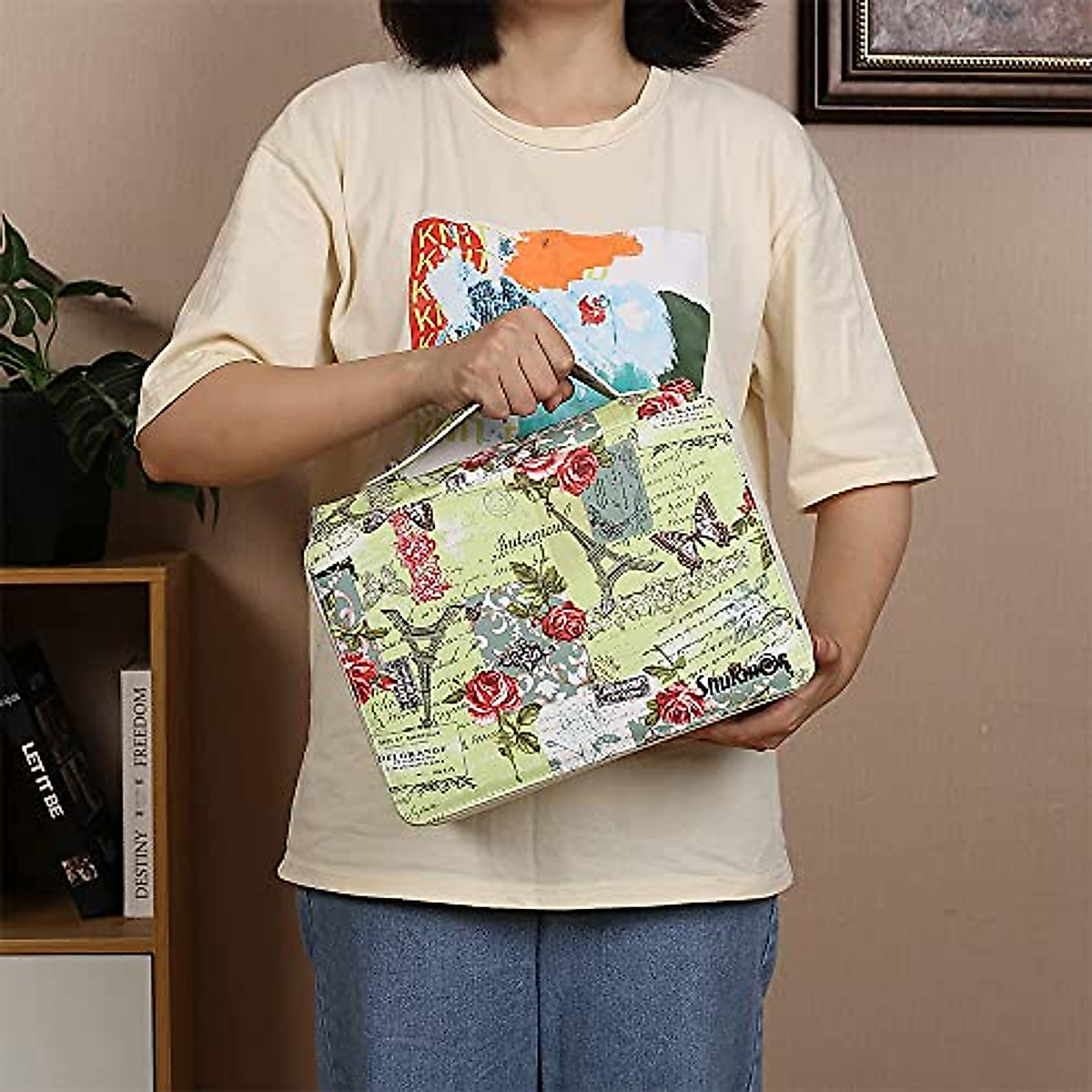 Shulaner 200 Slots Colored Pencil Case with Zipper Closure Large Capacity Butterflies and Rose Pattern Pencils Bag Waterproof Leather Pen Organizer Storage Holder for Artist